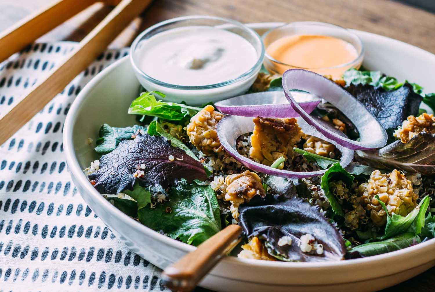Vegan Tempeh Blue Cheese Buffalo Bowl Recipe | VEEG