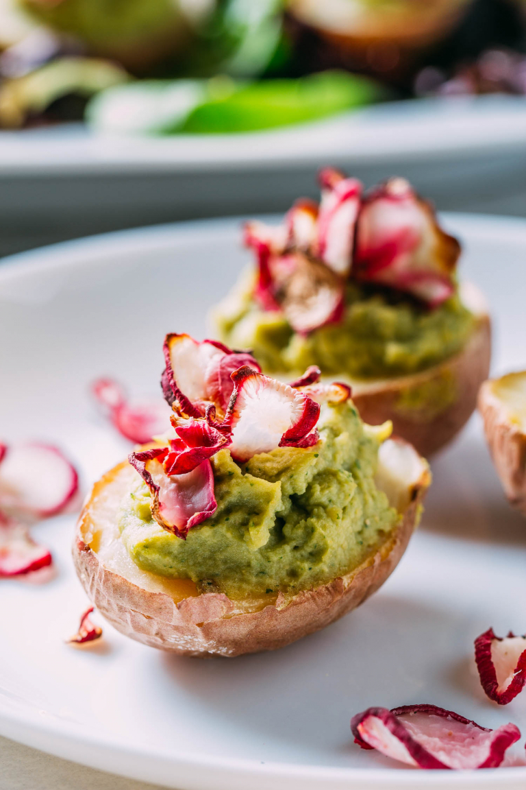 Potato Avocado Hummus & Radish Chip Appetizers Recipe | VEEG