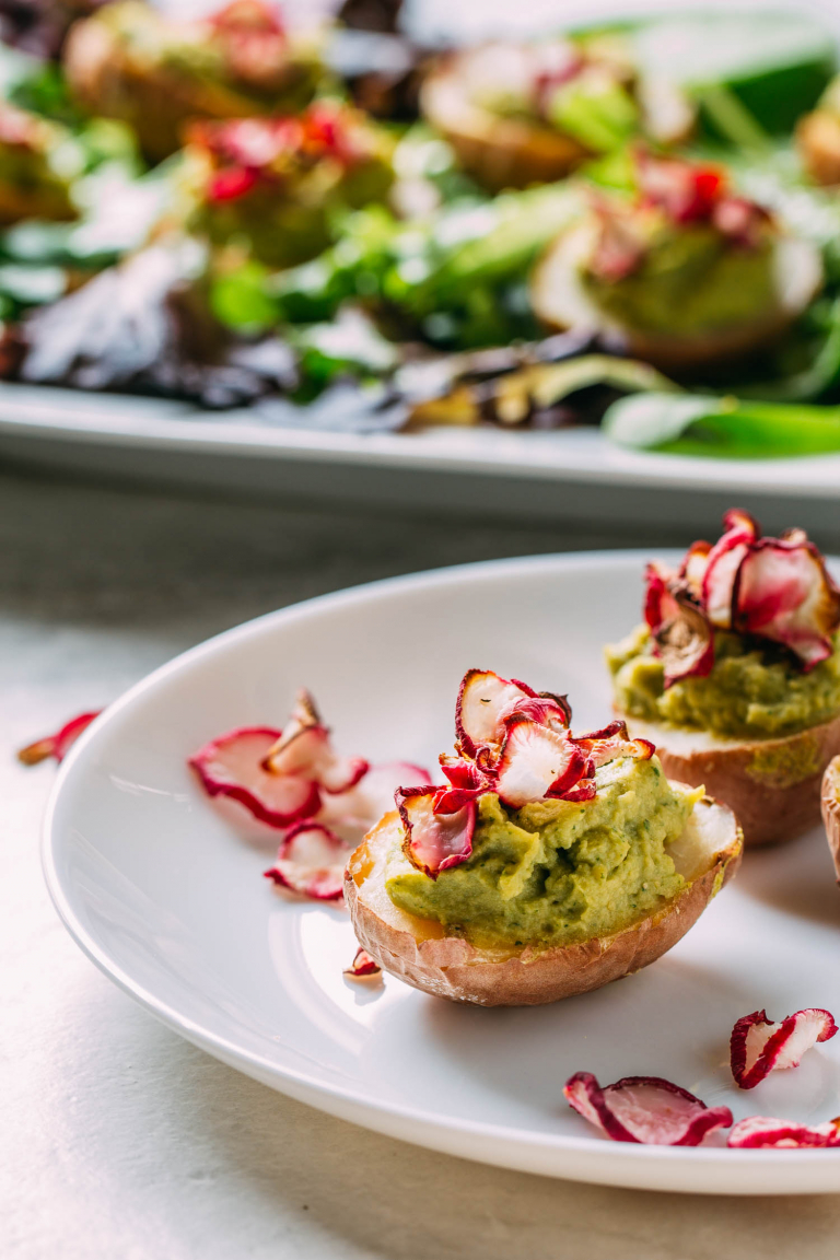 Potato Avocado Hummus & Radish Chip Appetizers Recipe | VEEG