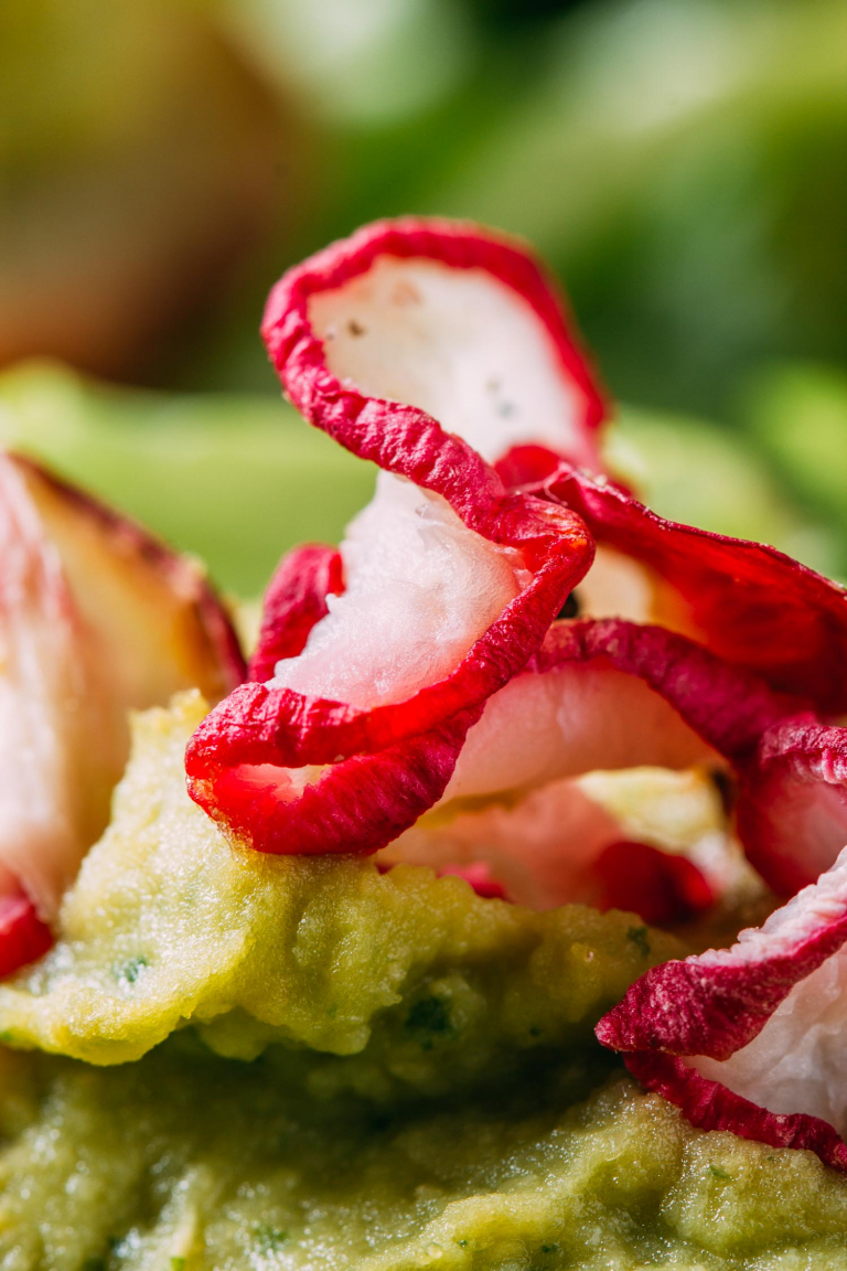 Potato Avocado Hummus & Radish Chip Appetizers Recipe | VEEG