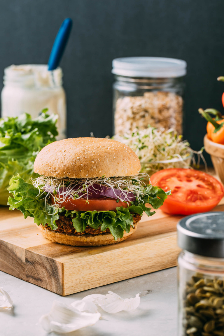 Plant-Based Pumpkin Seed Veggie Burgers Recipe | VEEG