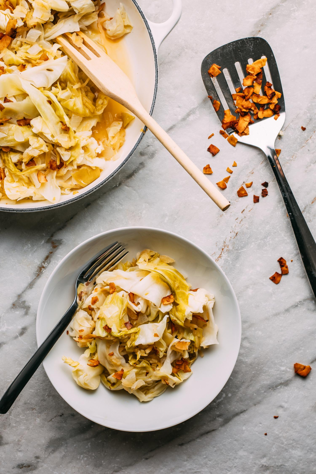 Fried Cabbage with Apples and Fakin' Bacon | Oil-Free Recipe | VEEG