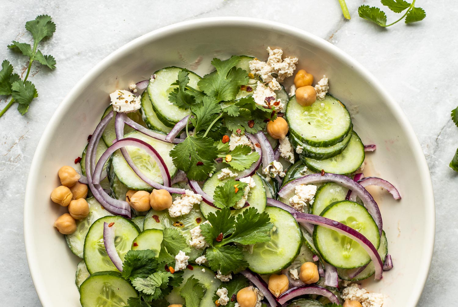 Easy Cucumber Chickpea Salad with Lime Dressing Recipe | VEEG